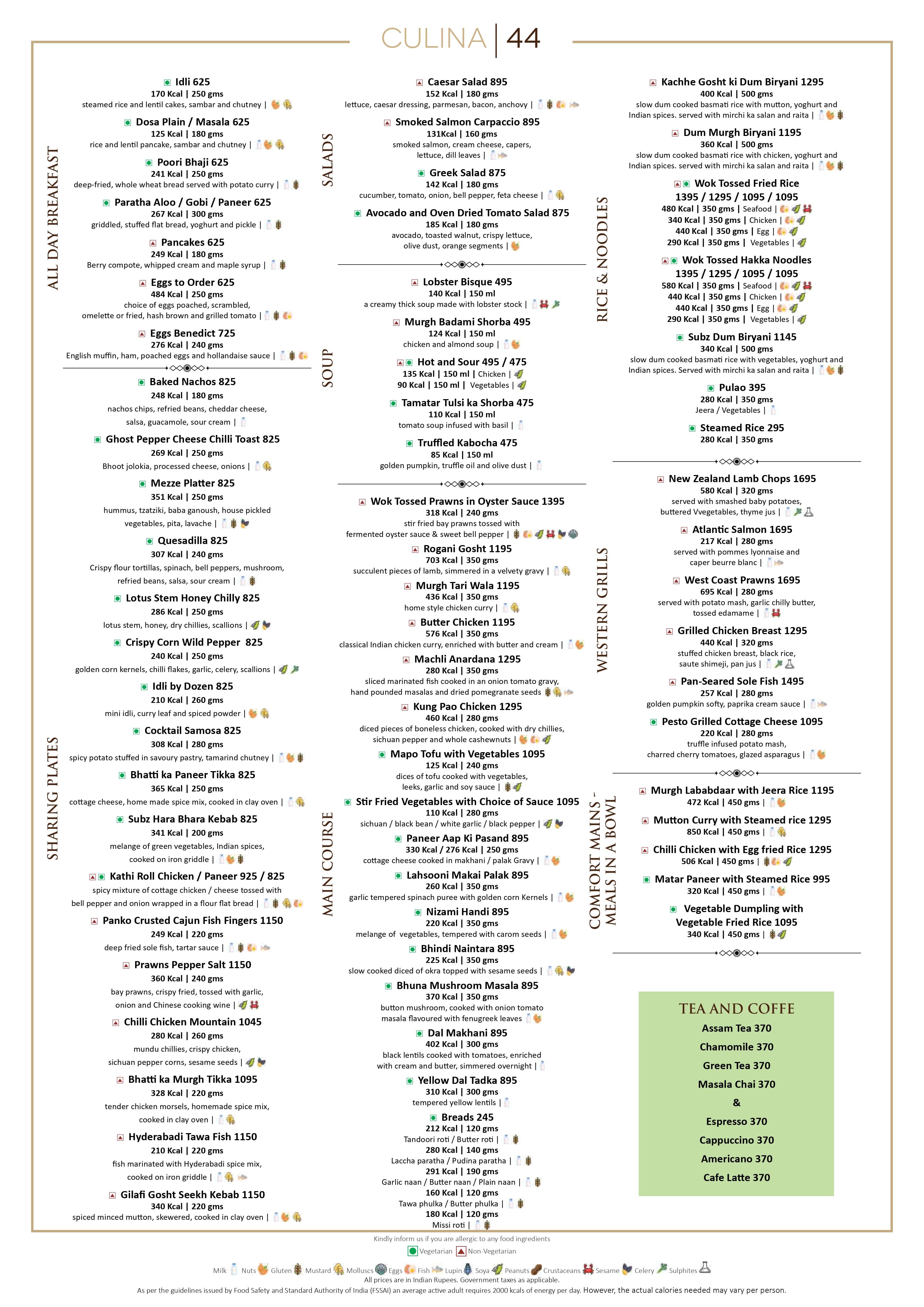 Menu of Culina 44 - Taj City Centre Gurugram, Sector 44, Gurgaon