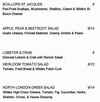 Menu at The Alex restaurant, London, The Princess Alexandra P H