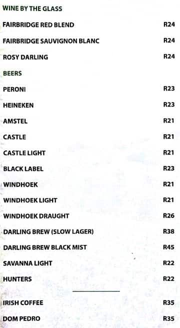 Menu at Forneria Italia Table View restaurant, Cape Town, 1 Dianthus Rd