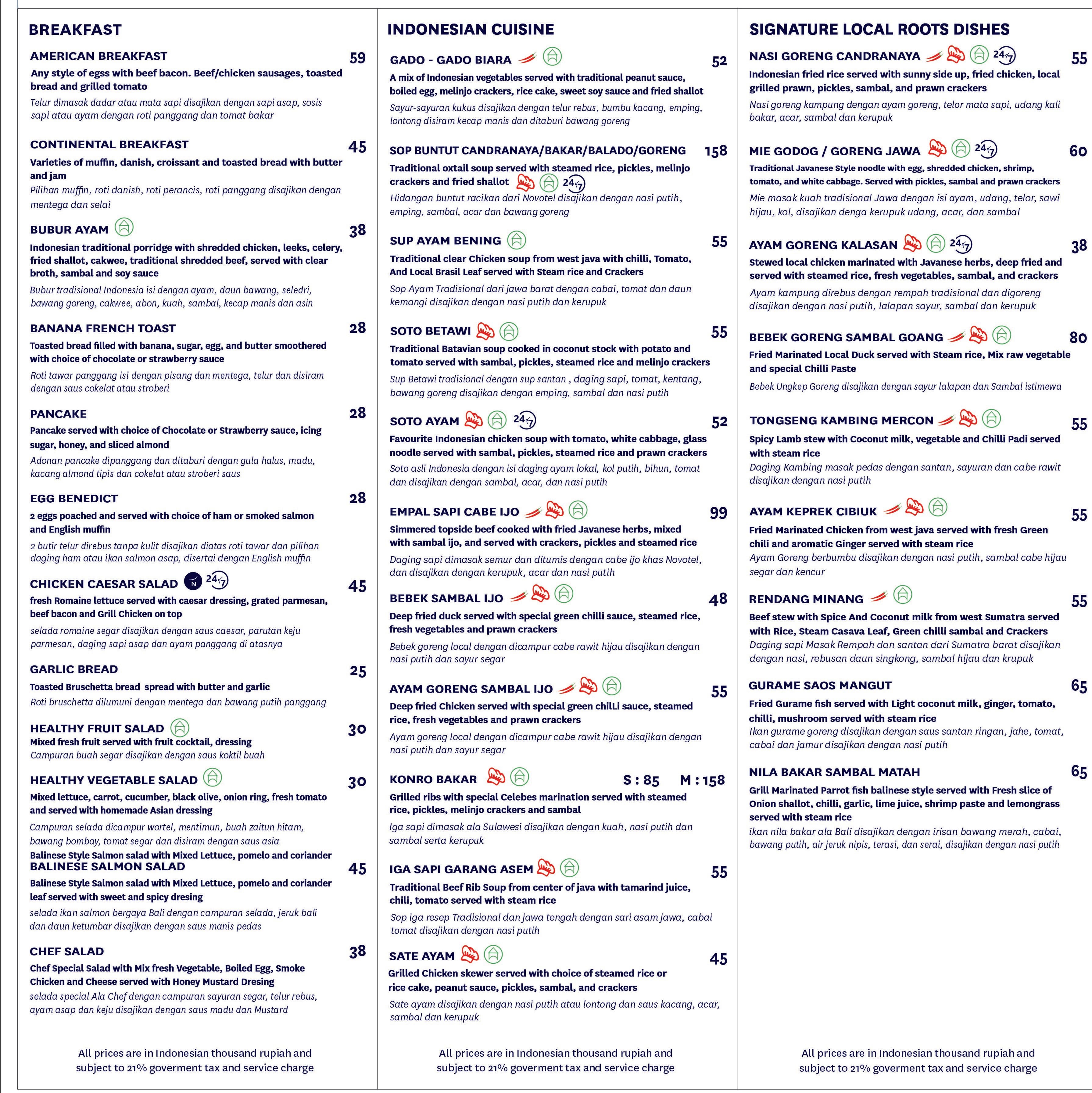 Menu at The Square @ Novotel Mangga Dua restaurant, West Jakarta