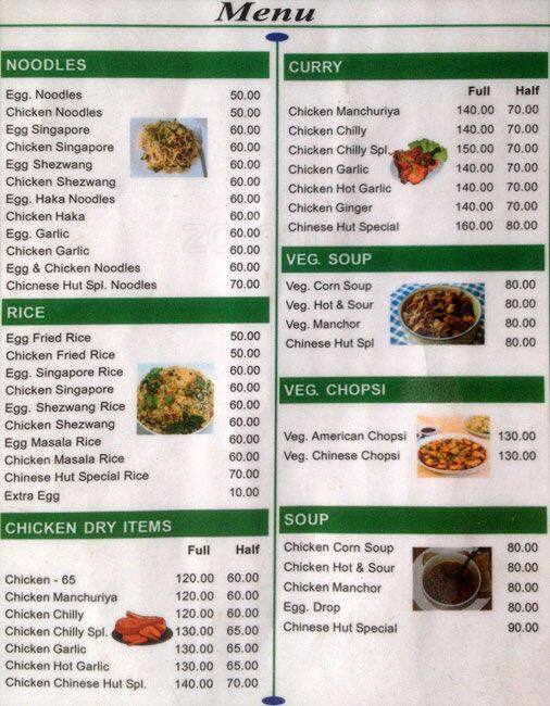 Chinese Hut Fast Food menu, Menu restauracji Chinese Hut Fast Food ...