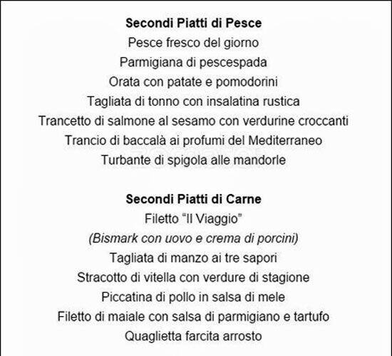 Menu da Il Viaggio ristorante, Roma