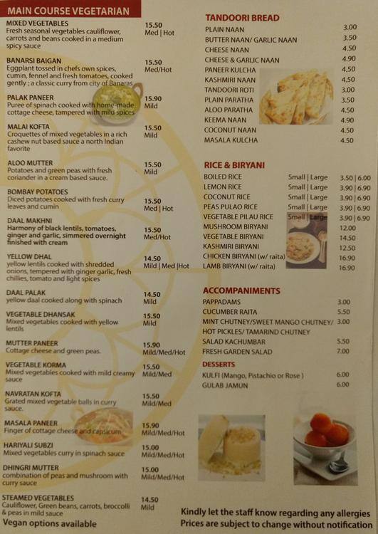 Menu at Indian Palace restaurant, Brighton, 131 Church St