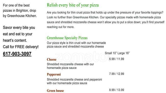 Green House Kitchen Menu, Menu for Green House Kitchen, Allston ...