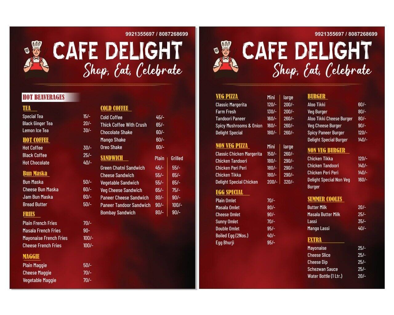 Menu of Cafe Delight, Pimple Nilakh, Pune