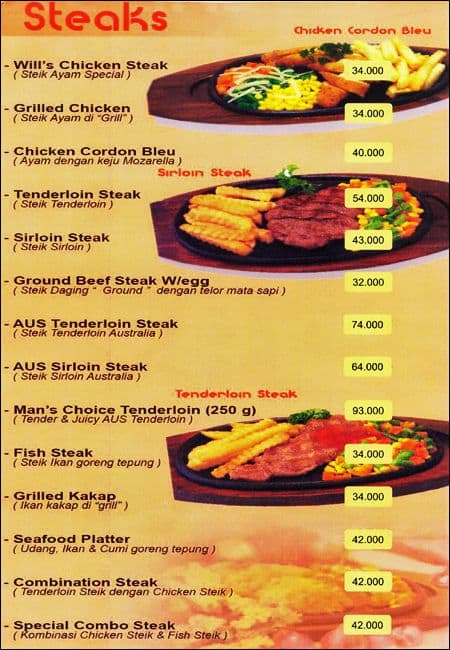 Menu at WB Steak Mall Daan Mogot, West Jakarta, Mall Matahari