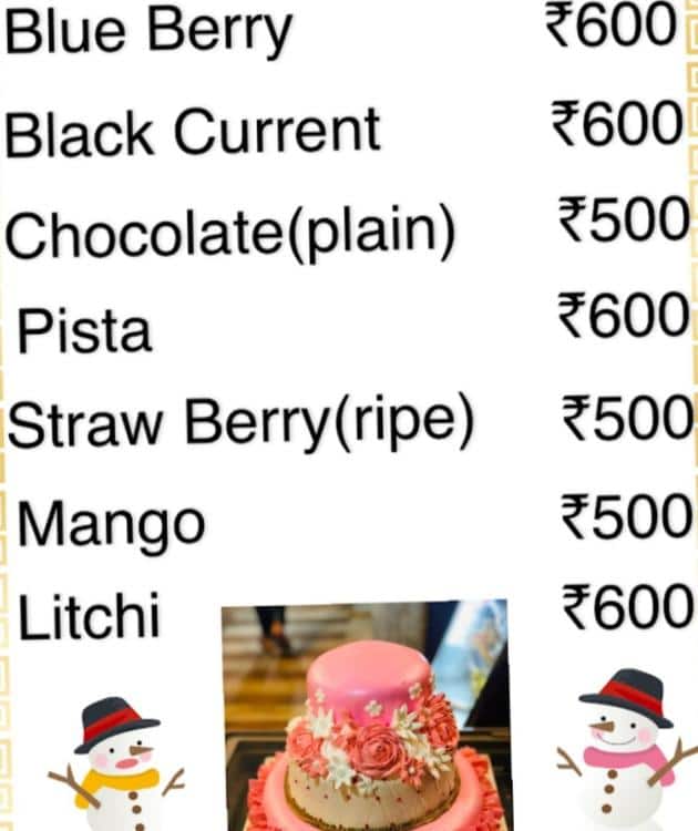 Menu at Srinivasa Bakery, Secunderabad, Prajay Ashray Apartment