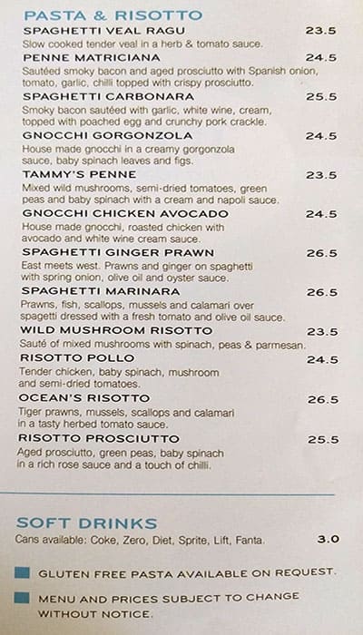 Menu at Bellezza Restaurant, Malvern
