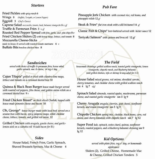 Menu at The Pullman pub & bar, Atlanta