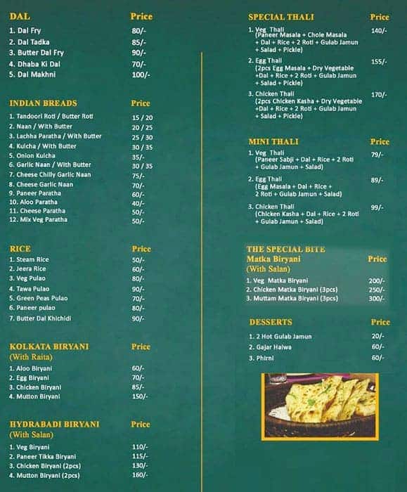 Menu at The Special Bite, Kolkata