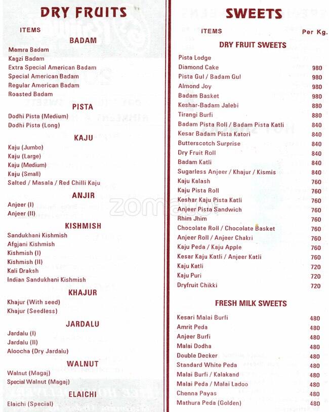 Menu at Hot Point, Mumbai, 352/353