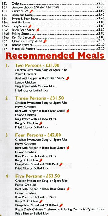 Menu at Jade Palace fast food, Edinburgh, 212 Dalkeith Rd