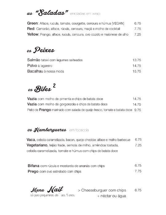 Menu at Pinto's 2 restaurant, Estoril