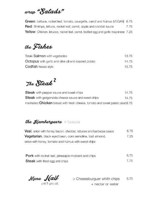 Menu at Pinto's 2 restaurant, Estoril