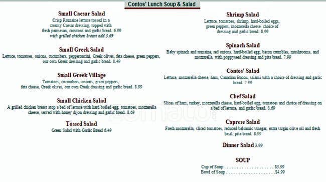 Menu at Contos Pizza pizzeria, Lake Stevens