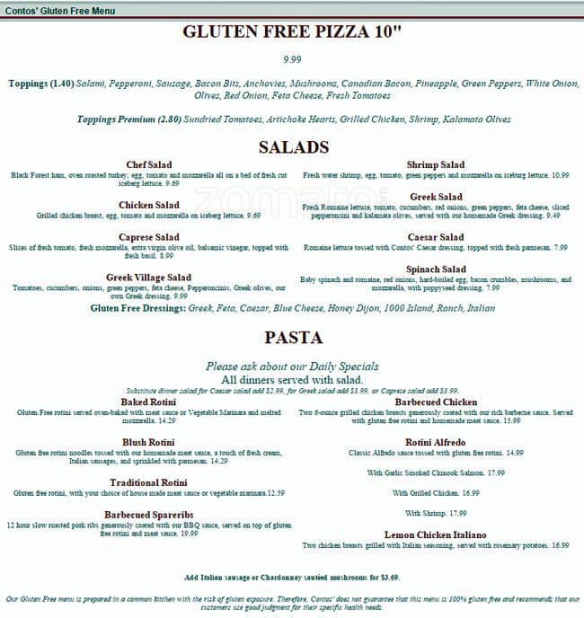 Menu at Contos Pizza pizzeria, Lake Stevens