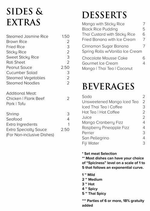 Menu at Mango Thai Cuisine (Since 1999) restaurant, Plano, W Park Blvd #104