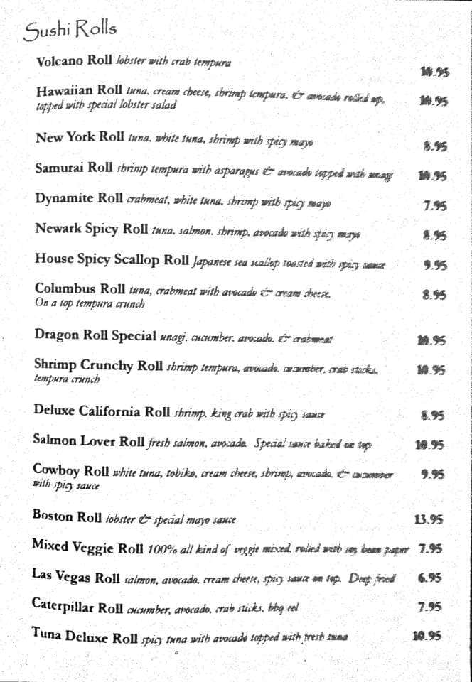 Menu at Chili Pepper Asian Fusion restaurant, Newark