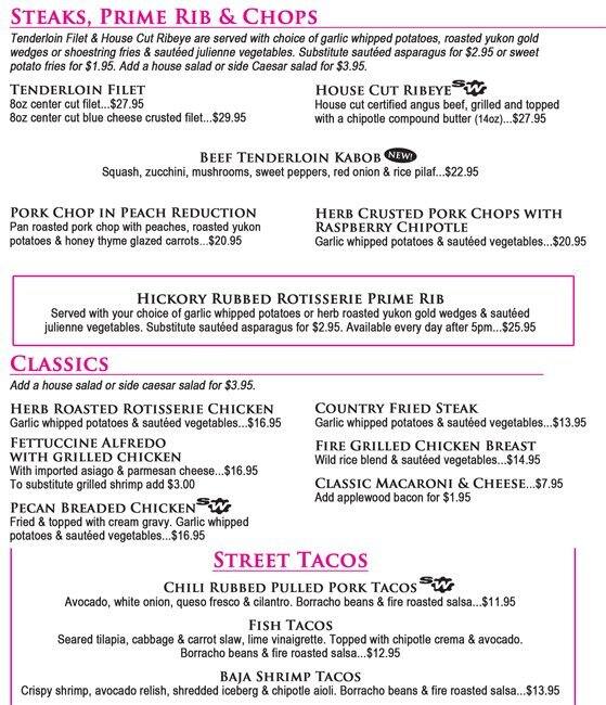 Menu at Stone Werks Big Rock Grille, The Vineyard restaurant, San ...