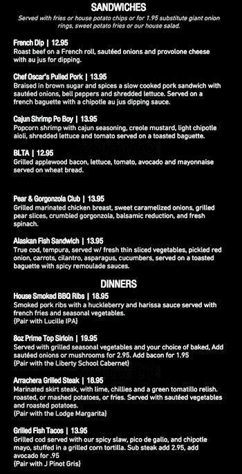 Menu at The Lodge Sports Grille pub & bar, Seattle, SW Alaska St