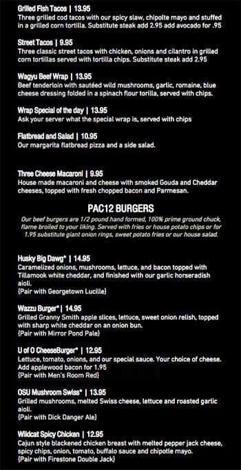 Menu at The Lodge Sports Grille pub & bar, Seattle, SW Alaska St