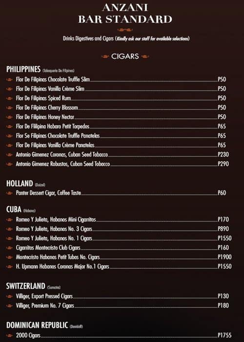 Menu at Anzani New Mediterranean Restaurant, Cebu City, Panorama ...