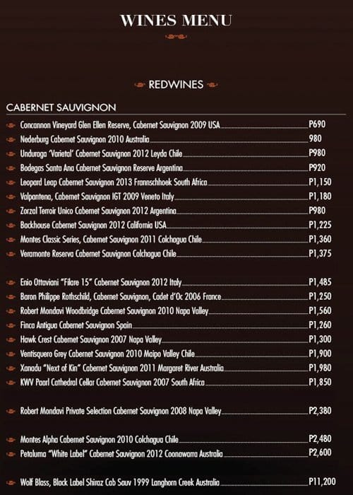 Menu at Anzani New Mediterranean Restaurant, Cebu City, Panorama ...