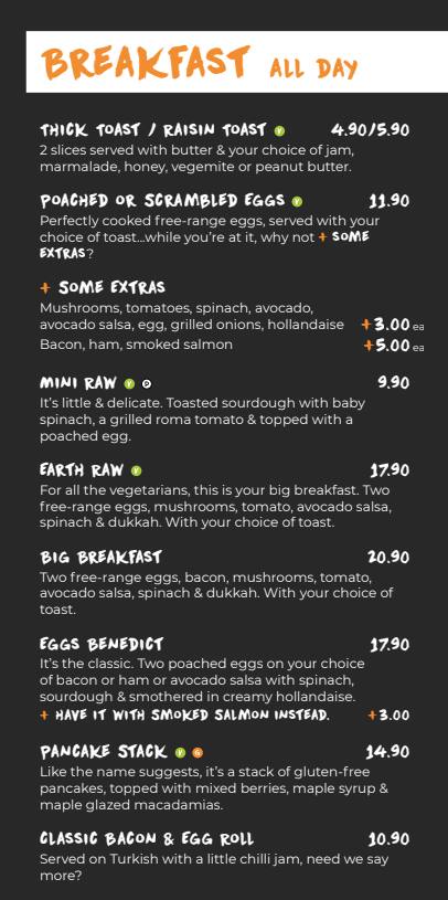 Menu at Raw Energy Brisbane pub & bar, Brisbane City, 100 Edward St