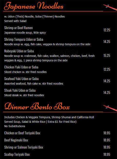 Menu at Fuji sushi & steak house Japanese Restaurant, Sidney, W Michigan St