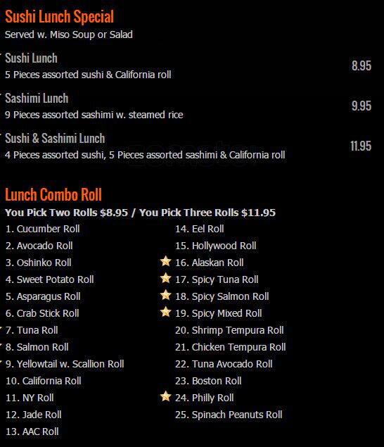 Menu at Fuji sushi & steak house Japanese Restaurant, Sidney, W Michigan St