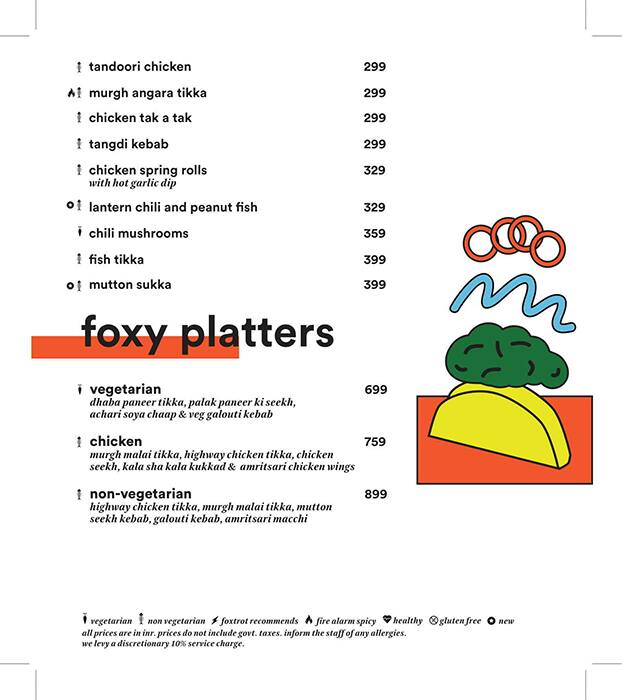 Menu at Foxtrot, Bengaluru