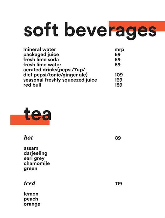 Menu at Foxtrot, Bengaluru