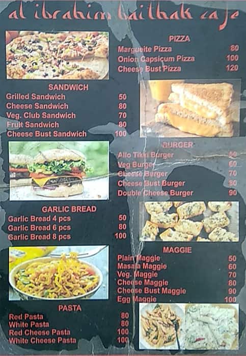Menu at Baithak Lounge and Cafe, Ajmer