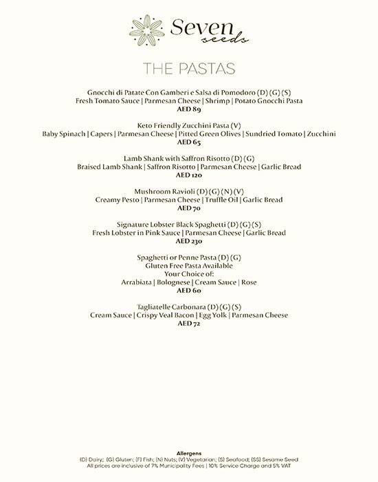 Menu at Seven Seeds - Avani Palm View Dubai Hotel & Suites, Dubai
