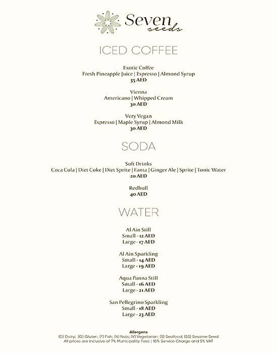 Menu at Seven Seeds - Avani Palm View Dubai Hotel & Suites, Dubai