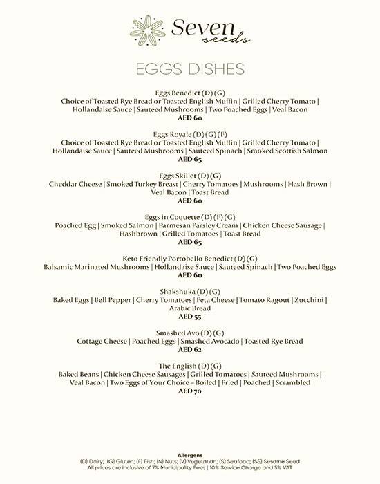 Menu at Seven Seeds - Avani Palm View Dubai Hotel & Suites, Dubai