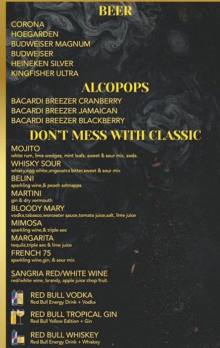 Menu of White Lotus Club, Sarjapur Road, Bangalore