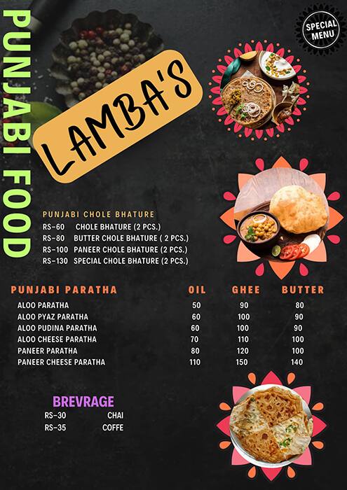 Menu of Lamba's, Taloja, Navi Mumbai