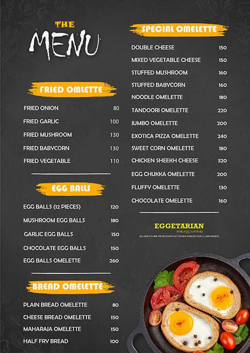 Menu of Eggetarian_For Egg Lovers, Kalapatti, Coimbatore