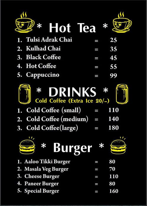 Menu of One Step Cafe, Vaishali Nagar, Jaipur