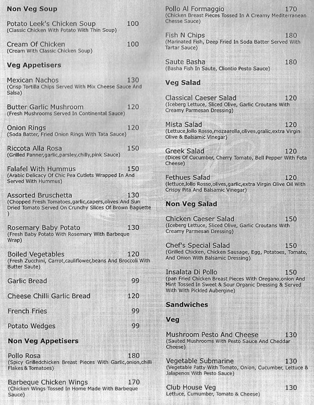 Menu at Cafe Juno's, Pune, Building No A/7