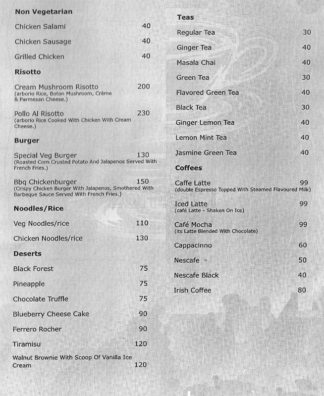 Menu at Cafe Juno's, Pune, Building No A/7
