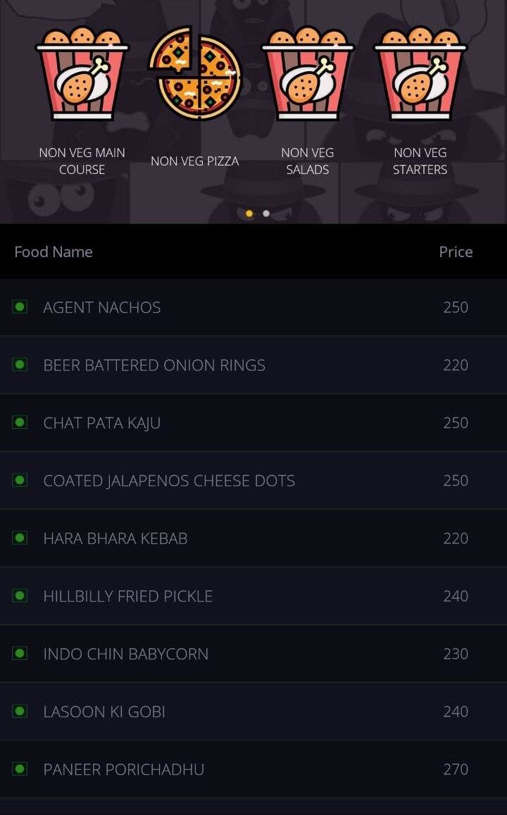 Menu at Illusions, Chennai, 105, R.K Salai