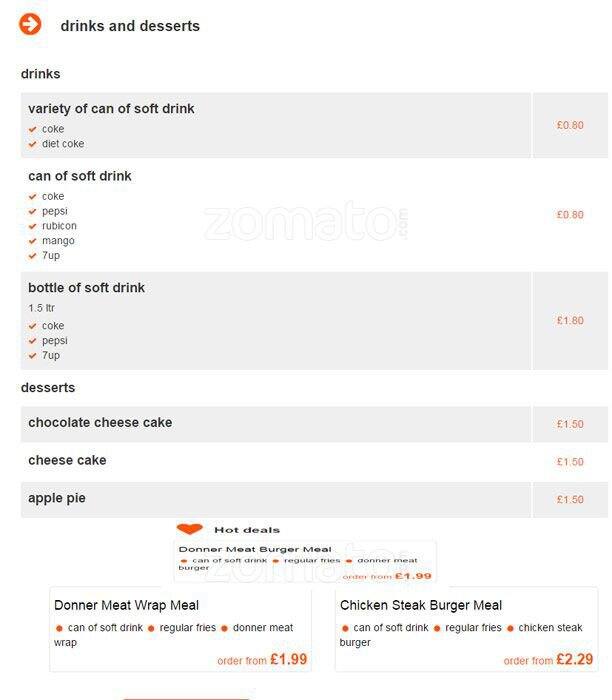 Menu at Spicy Rooster Hut restaurant, Birmingham, 676 Alum Rock Rd