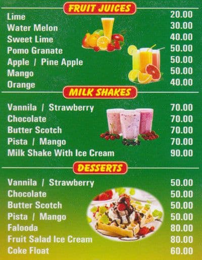 Menu at Swastik Ganesan Veg Cafe, Chennai