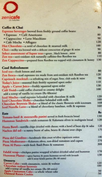 Zen Cafe Menu, Menu for Zen Cafe, Satellite, Ahmedabad - Zomato