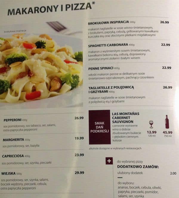 Menu at SPHINX restaurant, Kraków, Karmelicka 43A/1