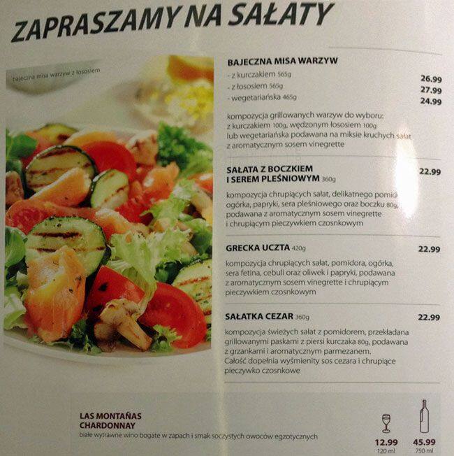 Menu at SPHINX restaurant, Kraków, Karmelicka 43A/1