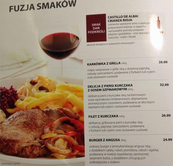 Menu at SPHINX restaurant, Kraków, Karmelicka 43A/1