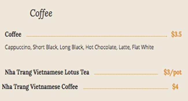 Menu at Nha Trang Restaurant, Frankston